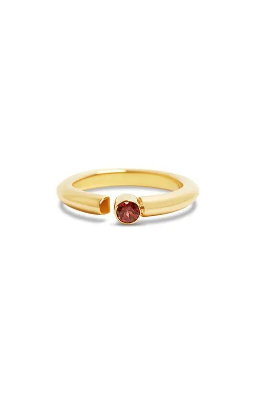 Argento Vivo Stone Bypass Ring - Gold/garnet