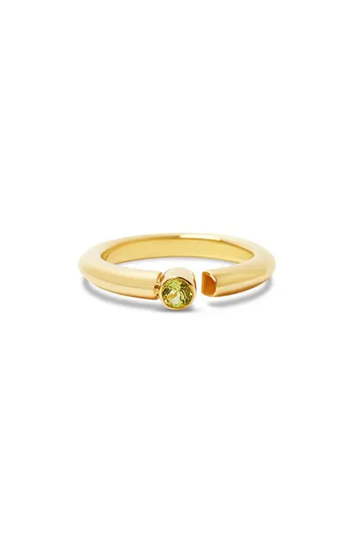 Argento Vivo Stone Bypass Ring - Gold/peridot