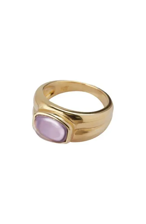 Argento Vivo Stone Dome Ring - Gold/amethyst