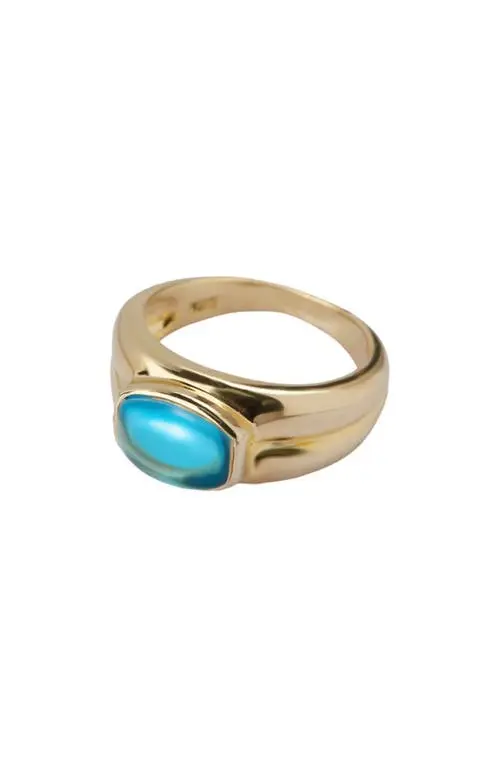 Argento Vivo Stone Dome Ring - Gold/blue Topaz