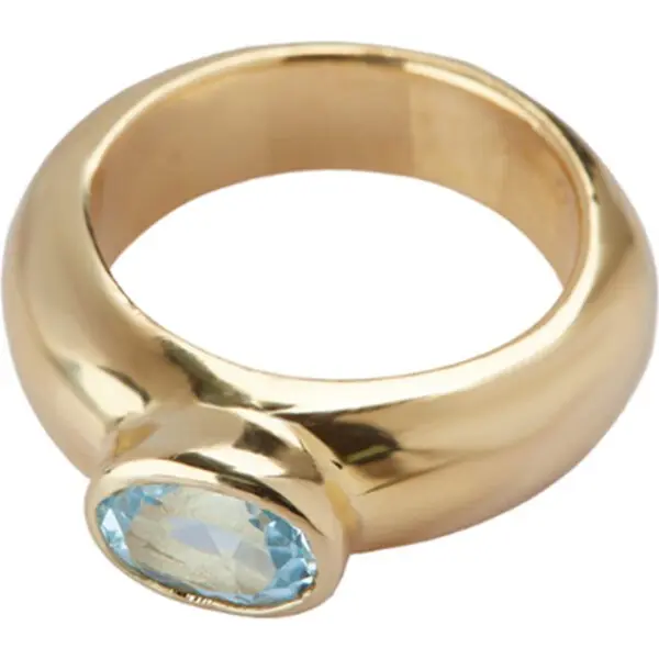 Argento Vivo Oval Stone Chunky Ring - Gold/blue Topaz
