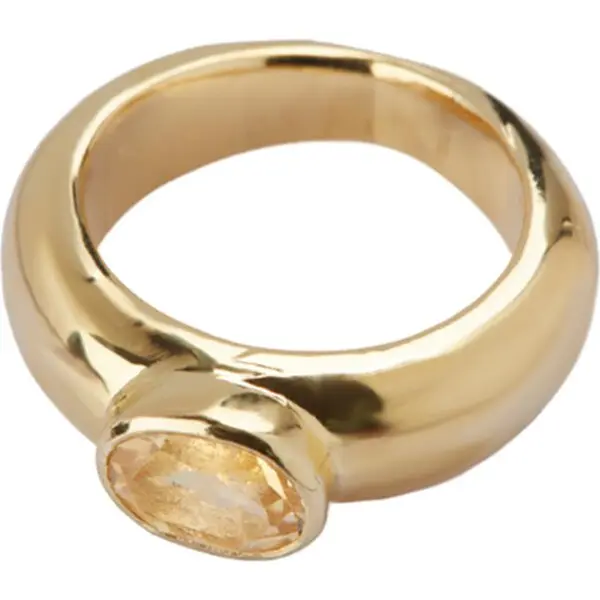 Argento Vivo Oval Stone Chunky Ring - Gold/citrine