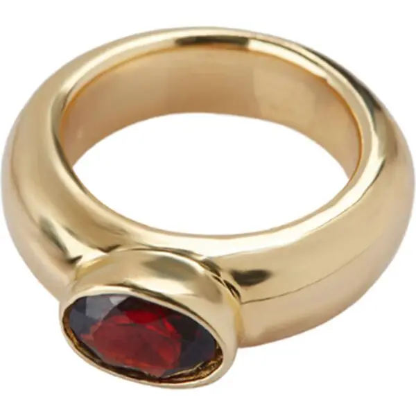 Argento Vivo Oval Stone Chunky Ring - Gold/garnet