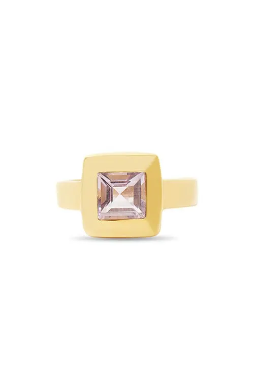 Argento Vivo Bold Bezel Ring - Gold/amethyst