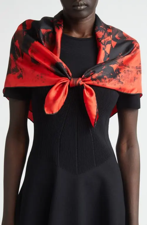 Alexander McQueen Floral Collage Silk Twill Square Scarf