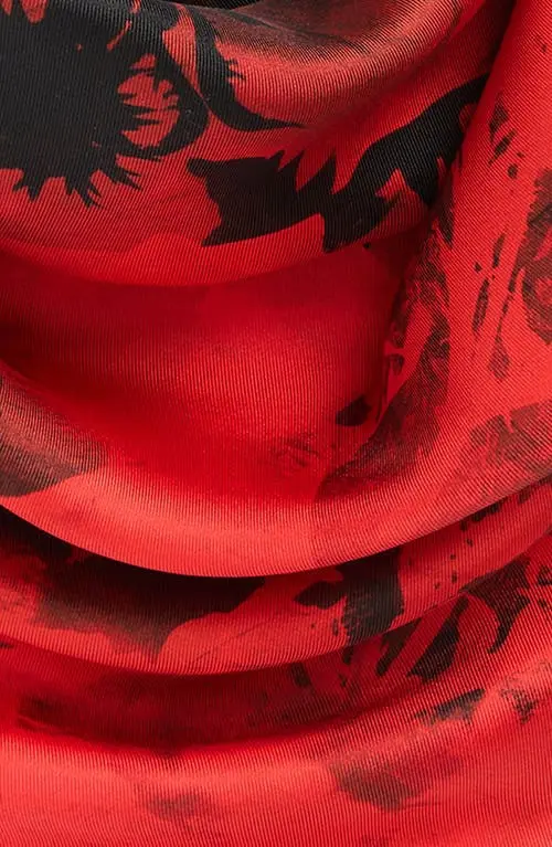 Alexander McQueen Floral Collage Silk Twill Square Scarf