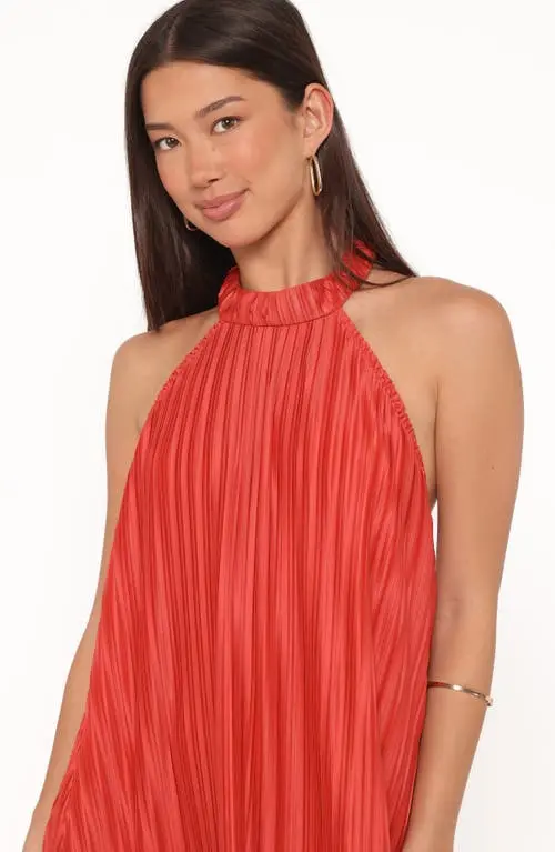 PETAL & PUP Plissé Halter Mini Dress