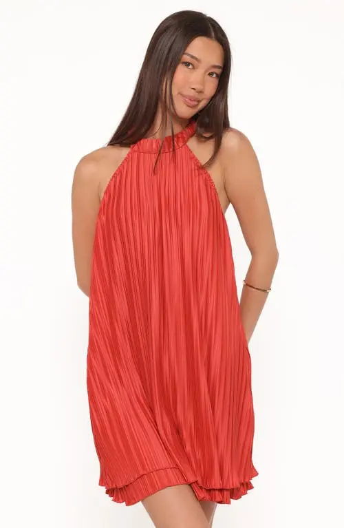 PETAL & PUP Plissé Halter Mini Dress