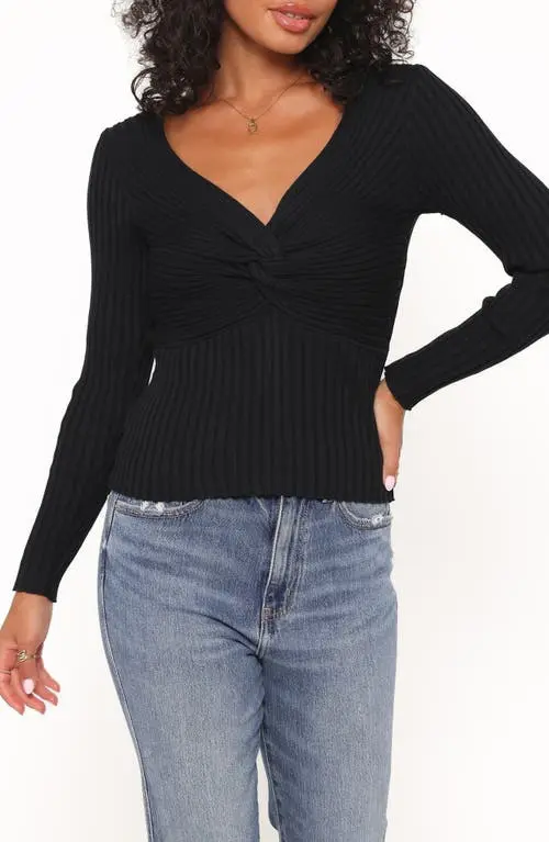 PETAL & PUP Demi Twist Ribbed Sweater - Black