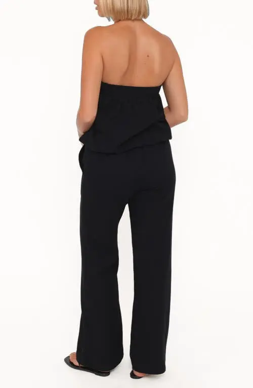 PETAL & PUP Olivia Cotton Strapless Top And Wide Leg Pants Set - Black