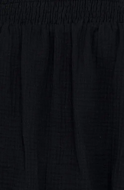 PETAL & PUP Olivia Cotton Strapless Top And Wide Leg Pants Set - Black