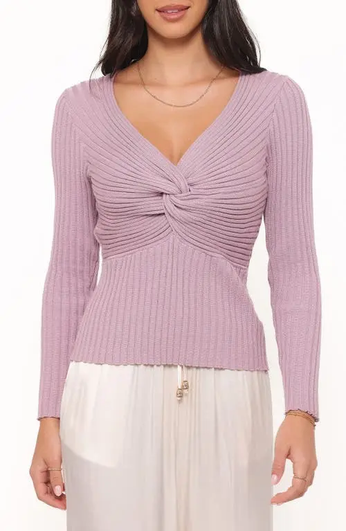 PETAL & PUP Demi Twist Rib Sweater - Lavender