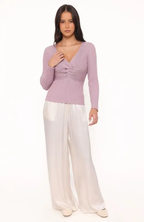 PETAL & PUP Demi Twist Rib Sweater - Lavender