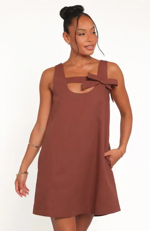 PETAL & PUP Elyria Bow Cotton Shift Minidress