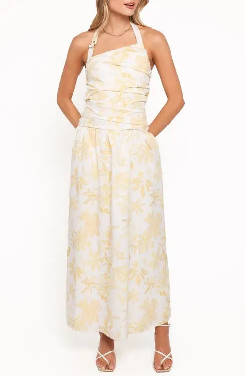 PETAL & PUP Jemma Floral Print Halter Maxi Dress - Yellow Floral
