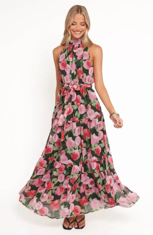 Petal & Pup Caroline Floral Halter Neck Maxi Dress In Black Floral - 25%  Off | Editorialist