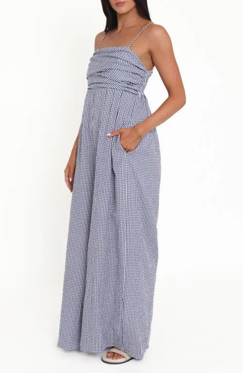 PETAL & PUP Priscilla Gingham Jumpsuit - Blue Gingham