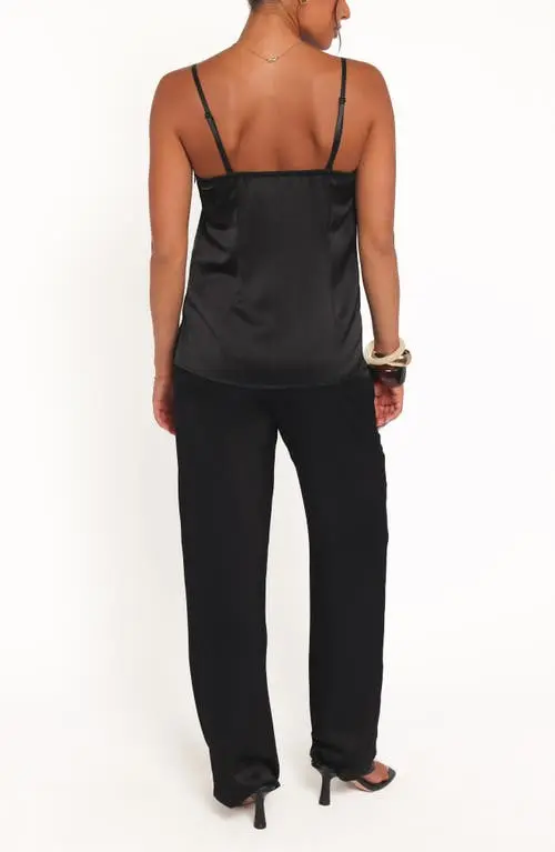 PETAL & PUP Satin Camisole And Wide Leg Pants Set - Black