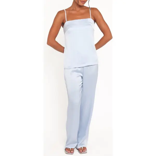 PETAL & PUP Selena Satin Camisole And Pants Set - Ice Blue