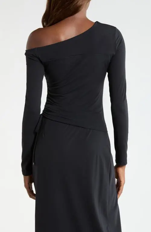 MPG Off-the-shoulder Drawstring Top - Black