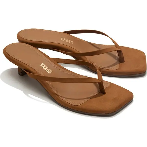 Tkees Julia Kitten Heel Flip Flop - Camel Suede