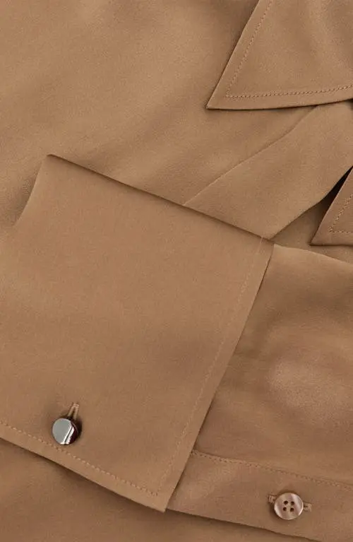 REISS Ameira Silk Shirt - Camel