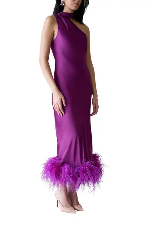 VASILIKI Liya One Sleeve Maxi Dress - Amethyst