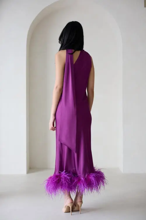 VASILIKI Liya One Sleeve Maxi Dress - Amethyst