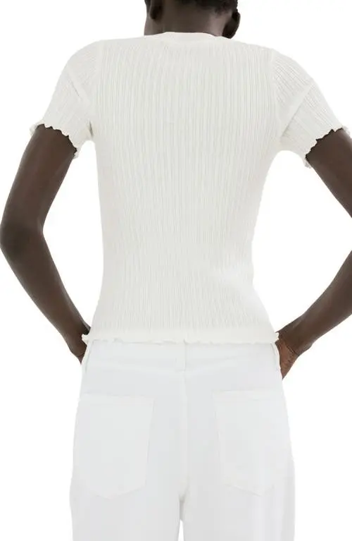 Mango Cotton-blend Ribbed T-shirt - Ecru