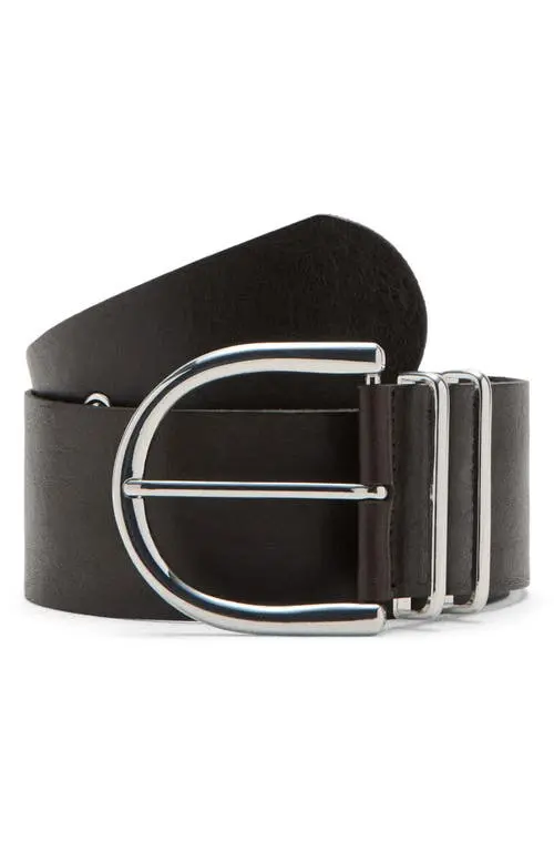 Mango Oval Buckle Leather Belt - Chocolate