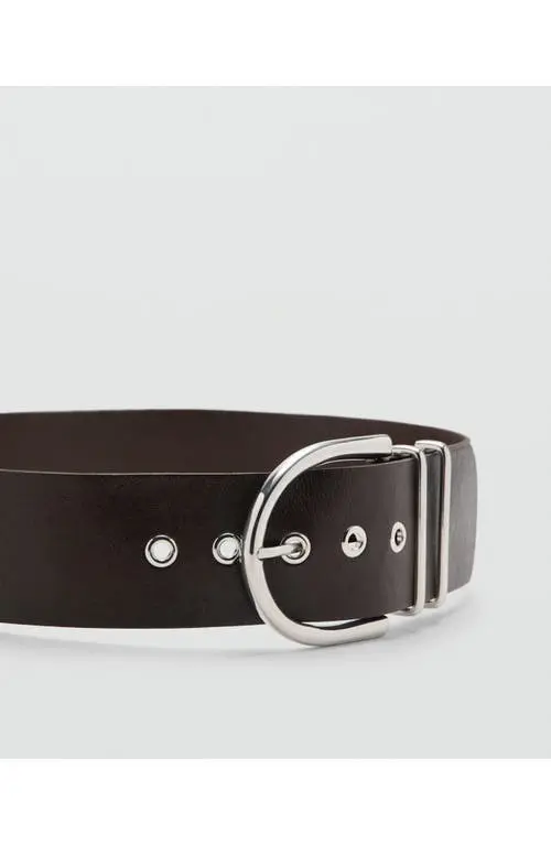 Mango Oval Buckle Leather Belt