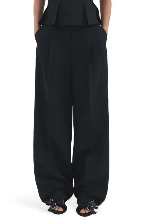 Mango Straight Fit Linen Blend Trousers - Navy