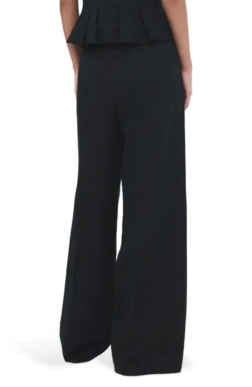 Mango Straight Fit Linen Blend Trousers - Navy