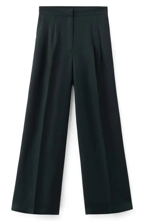 Mango Straight Fit Linen Blend Trousers - Navy