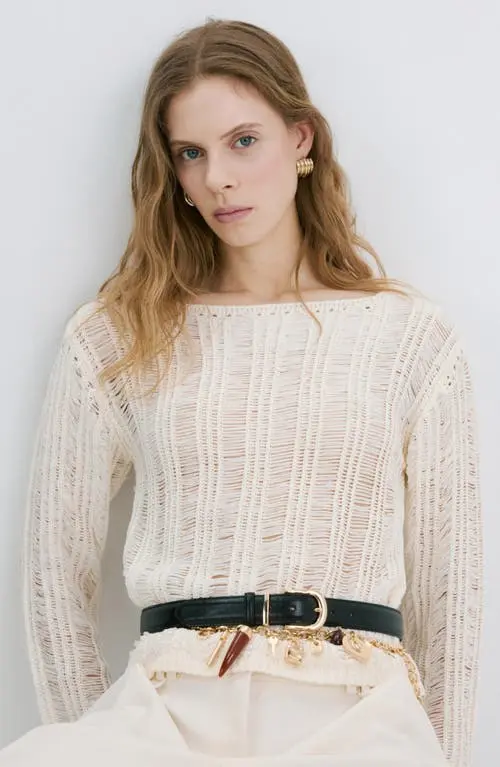 Mango Fray Open Knit Sweater