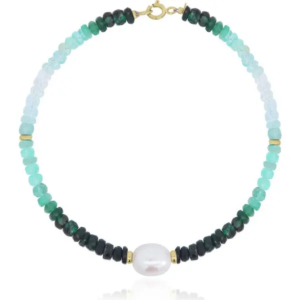 THE LOVERY Ombre Bead Pearl Bracelet - Emerald