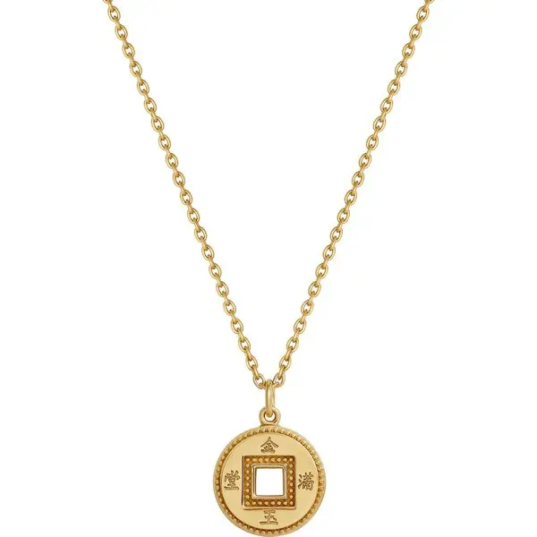KARMA AND LUCK Plated Lucky Coin Pendant Necklace - Gold