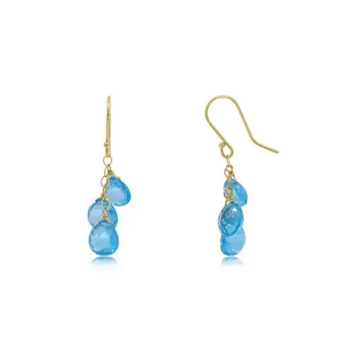 THE LOVERY FINE JEWELRY 14k Yellow Gold Dangle Earrings - Blue Topaz