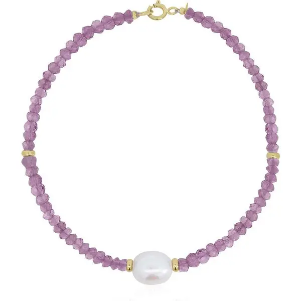 THE LOVERY FINE JEWELRY 14k Yellow Gold Pearl Bracelet - Amethyst