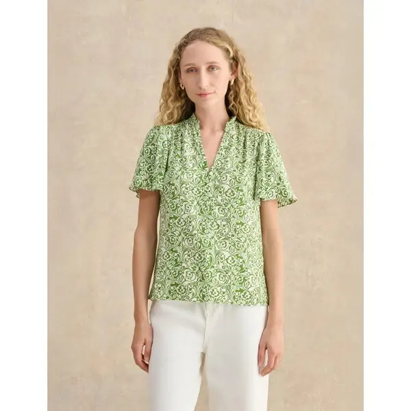 HOBBS LONDON Tania Printed Blouse - Green Ivory