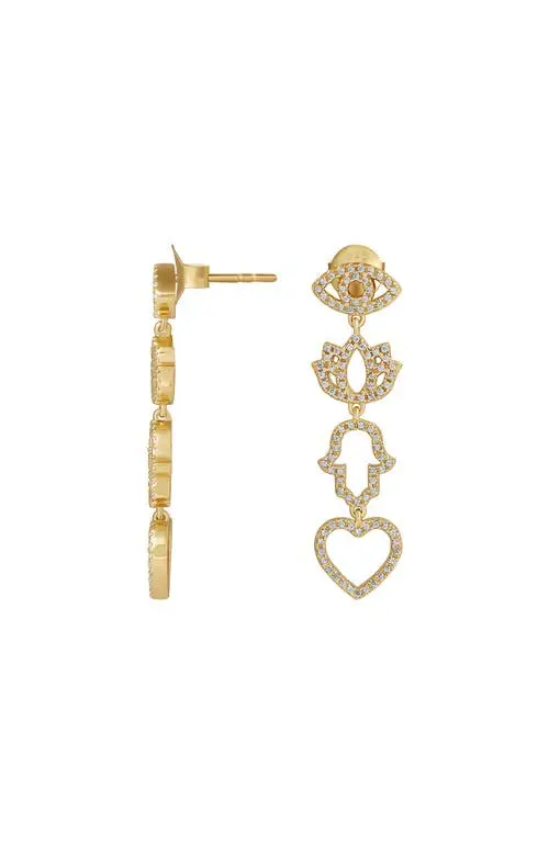 KARMA AND LUCK Plated Multi-charm Dangle Earrings