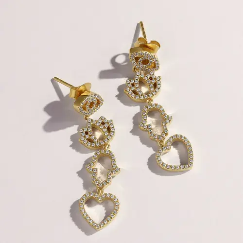 KARMA AND LUCK Plated Multi-charm Dangle Earrings