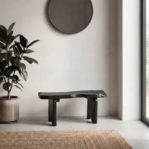 JONATHAN Y Stumpy Rustic Solid Wood Live Edge Entryway Bench, Backless Armless Accent Seat For Living Room