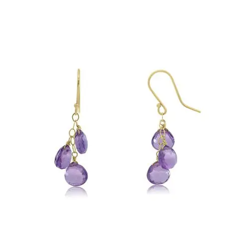 THE LOVERY FINE JEWELRY 14k Yellow Gold Bead Dangle Earrings - Amethyst
