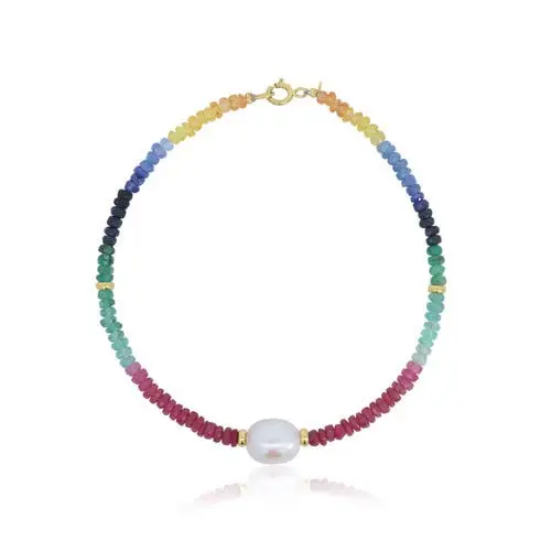 THE LOVERY FINE JEWELRY Beaded Pearl Bracelet - Rainbow Gemstone