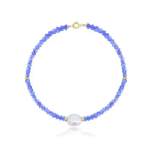 THE LOVERY Bead And Pearl Bracelet - Tanzanite