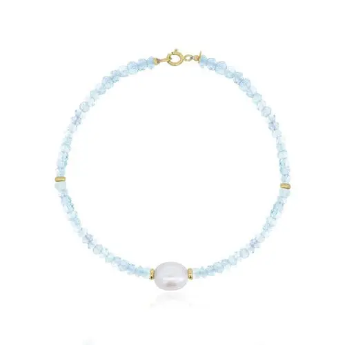 THE LOVERY FINE JEWELRY Bead Pearl Bracelet - Blue Topaz