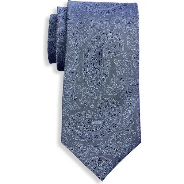 OAK HILL PREMIUM BY DXL Big & Tall Tonal Paisley Silk Neck Tie - Navy