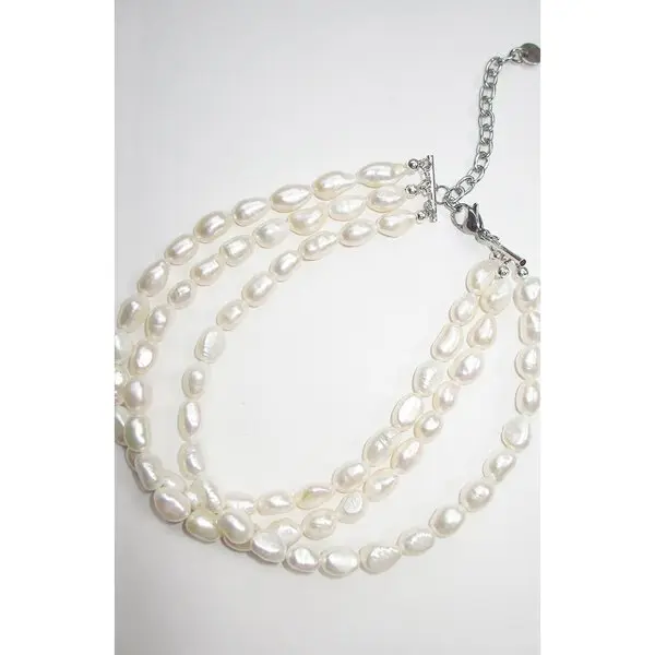 RIMOR JEWELRY Three-row Baroque Pearl Choker - White