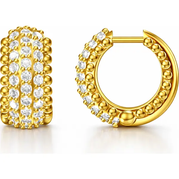 DONATELLO GIAN Chunky -tone Crystal Hoops - Gold